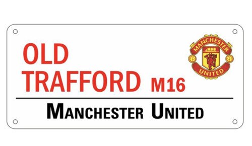Manchester United - White Old Trafford Street Sign| SOCCERX